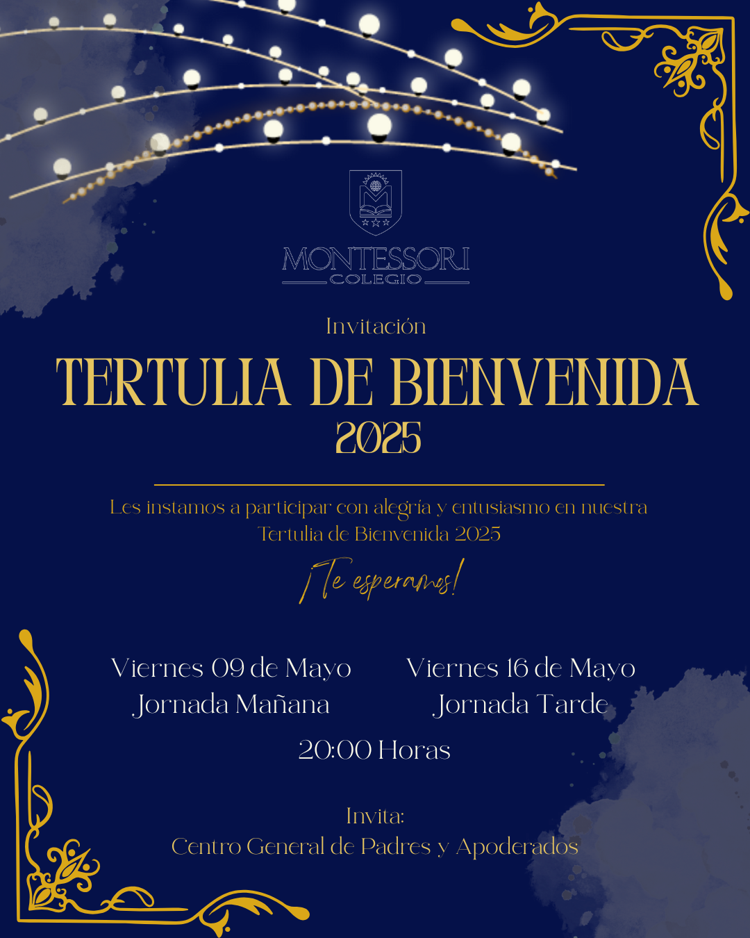 Invitación «Tertulia de Bienvenida 2025» – Colegio Montessori de Temuco